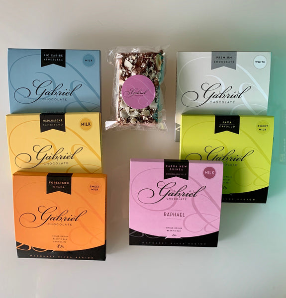 Perfect gift pack, 6 chocolate bars & rocky road. – Gabriel Chocolate